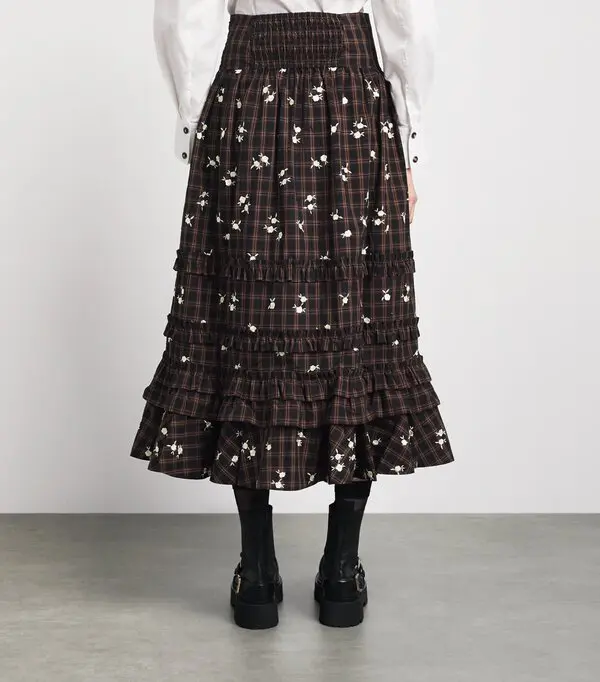 GANNI Organic Cotton Printed Midi Skirt