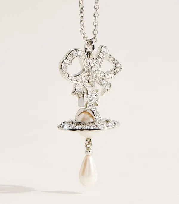 VIVIENNE WESTWOOD Crystal And Faux Pearl Rigoberta Necklace - Silver