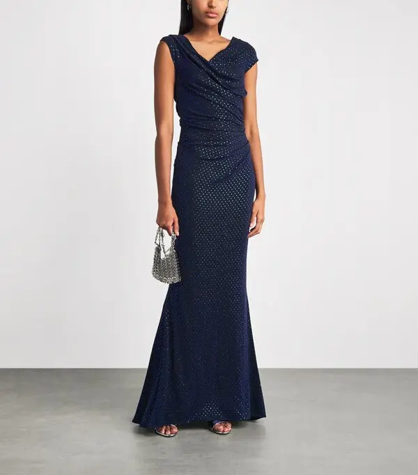 Talbot Runhof Sequin Sleeveless Gown - Navy