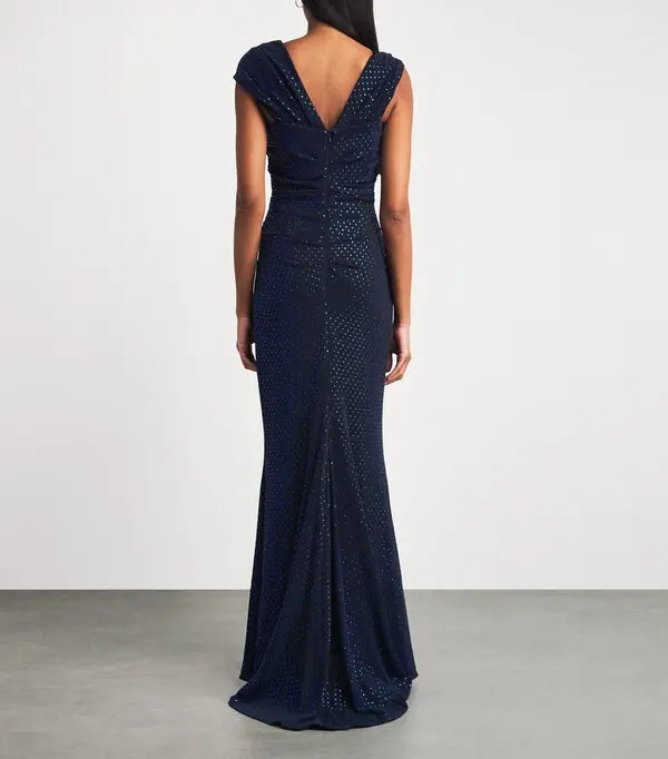 Talbot Runhof Sequin Sleeveless Gown - Navy