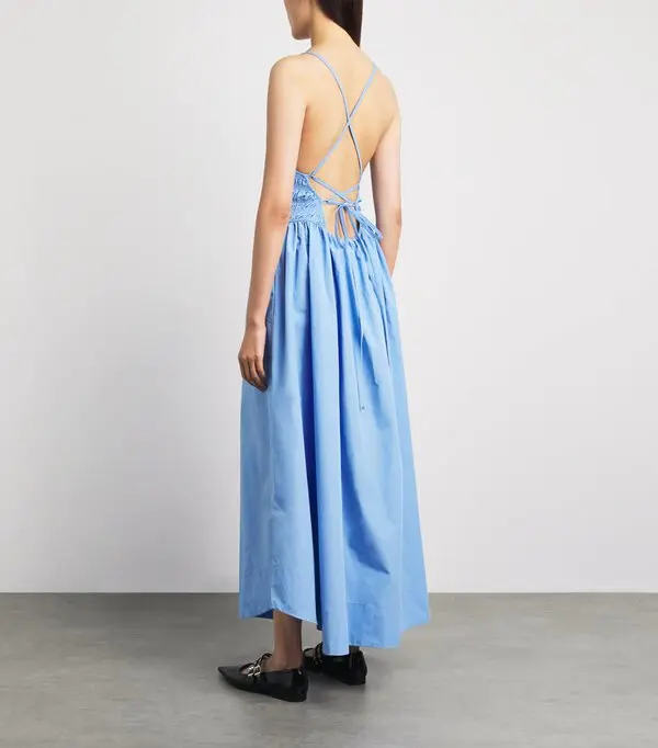 GANNI Organic Cotton Shirred Maxi Dress
