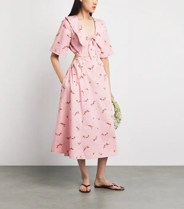 GANNI Stretch-cotton Cut-out Midi Dress