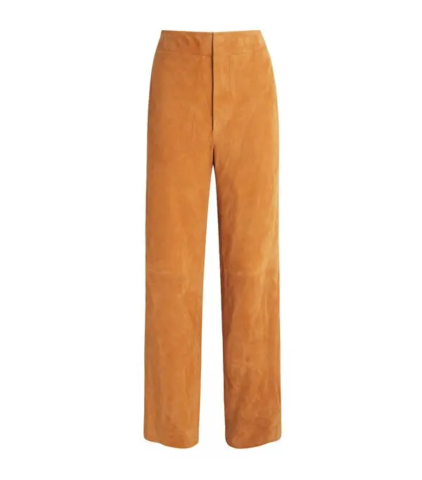Ulla Johnson Suede Freja Straight Trousers - Brown