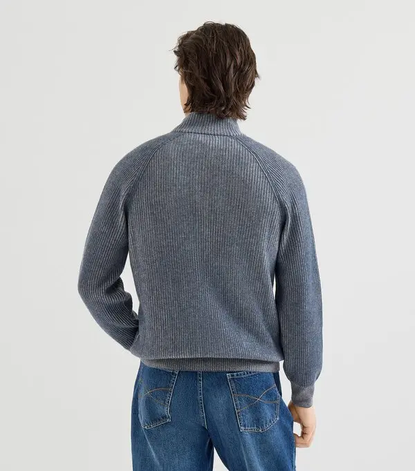 Brunello Cucinelli Cashmere Ribbed Zip-up Cardigan