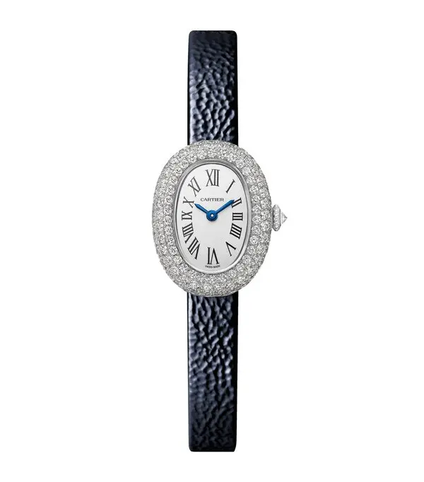 Cartier Mini Gold And Diamond Baignoire De Watch - White