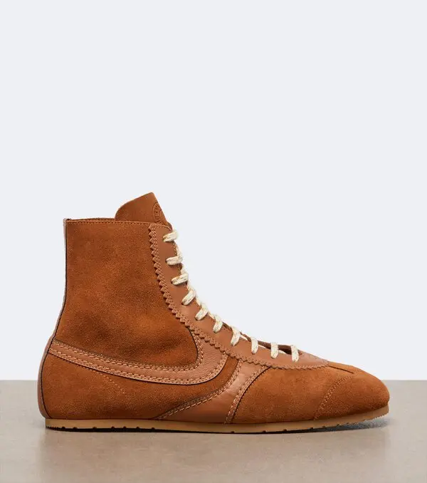 Dries Van Noten Leather-trimmed Suede High-top Sneakers