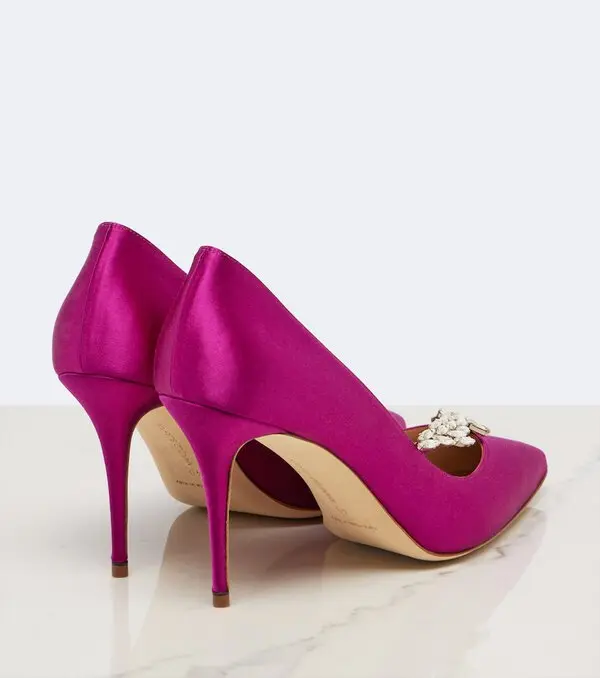Manolo Blahnik Nadira Embellished Satin Pumps