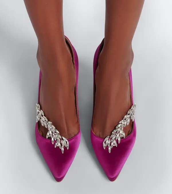Manolo Blahnik Nadira Embellished Satin Pumps