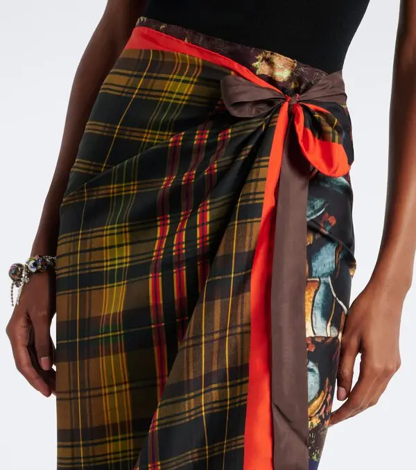 Dries Van Noten Printed Silk Twill Wrap Skirt