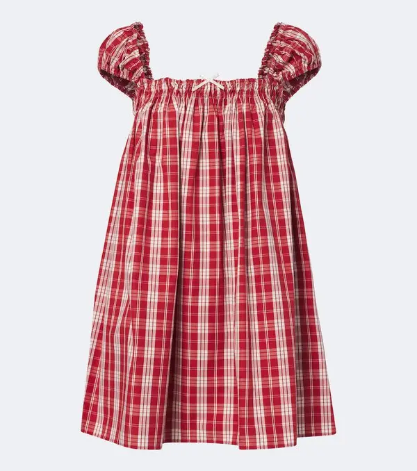 Faithfull The Brand Belinha Checked Cotton Minidress - Red