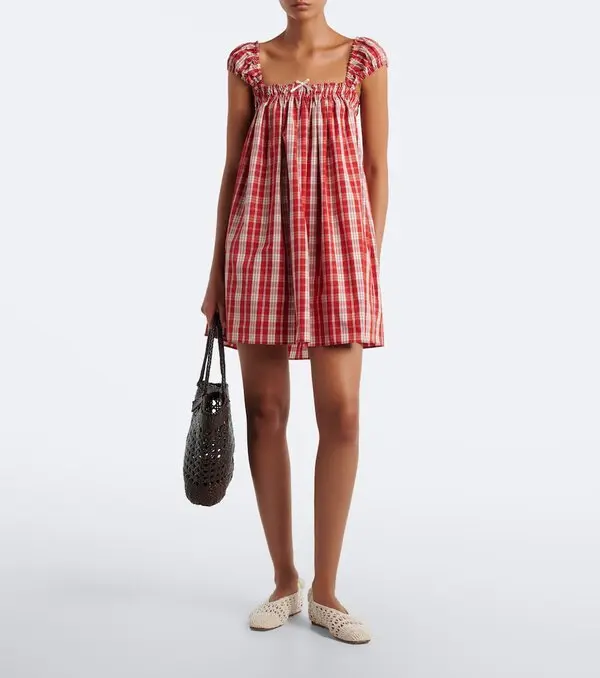 Faithfull The Brand Belinha Checked Cotton Minidress