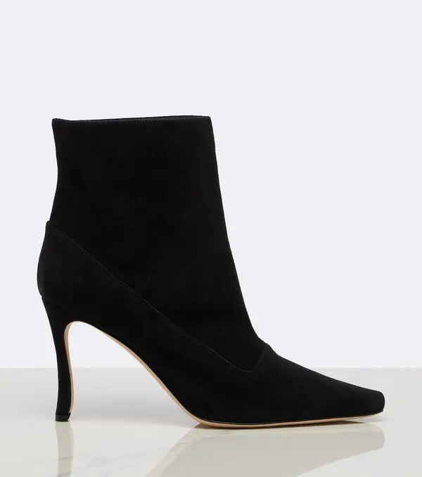 Manolo Blahnik Suede Pointed Toe Ankle Boots