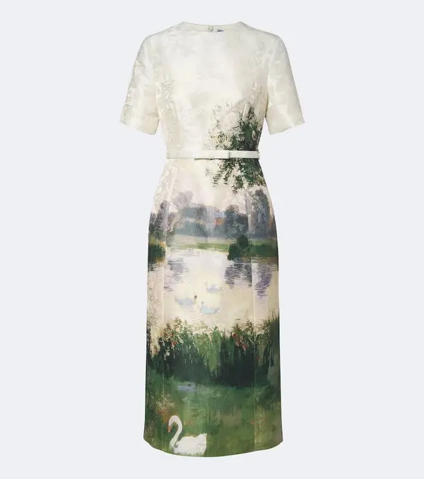 LEO LIN Elizabeth Printed Jacquard Midi Dress - Multicoloured