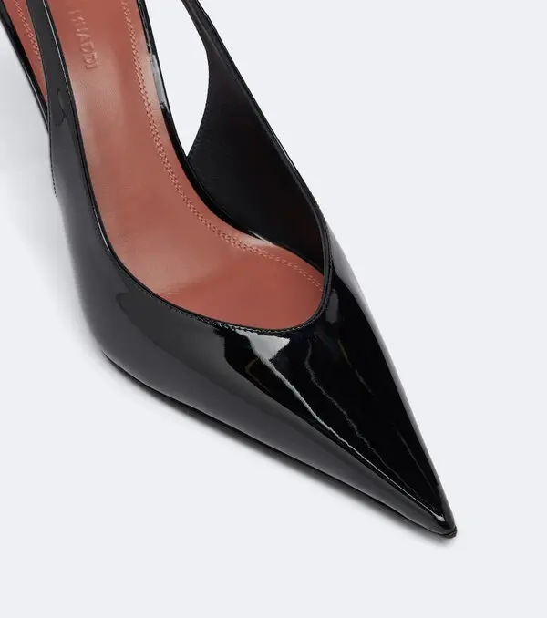 Amina Muaddi Anok Patent Leather Slingback Pumps