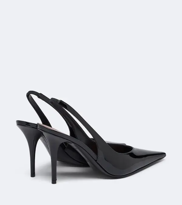Amina Muaddi Anok Patent Leather Slingback Pumps