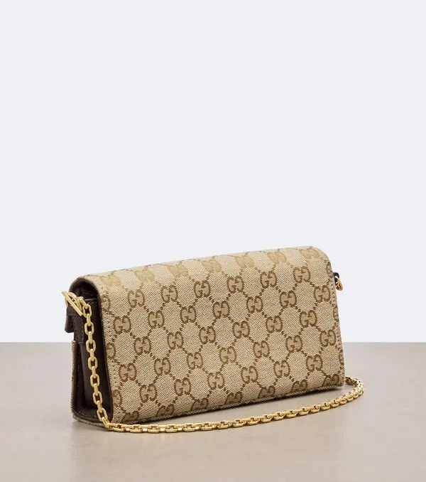Gucci Horsebit Gg Canvas Wallet On Chain