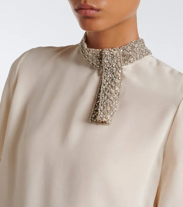 Valentino Garavani Embellished Silk Crepe De Chine Top