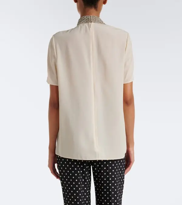 Valentino Garavani Embellished Silk Crepe De Chine Top