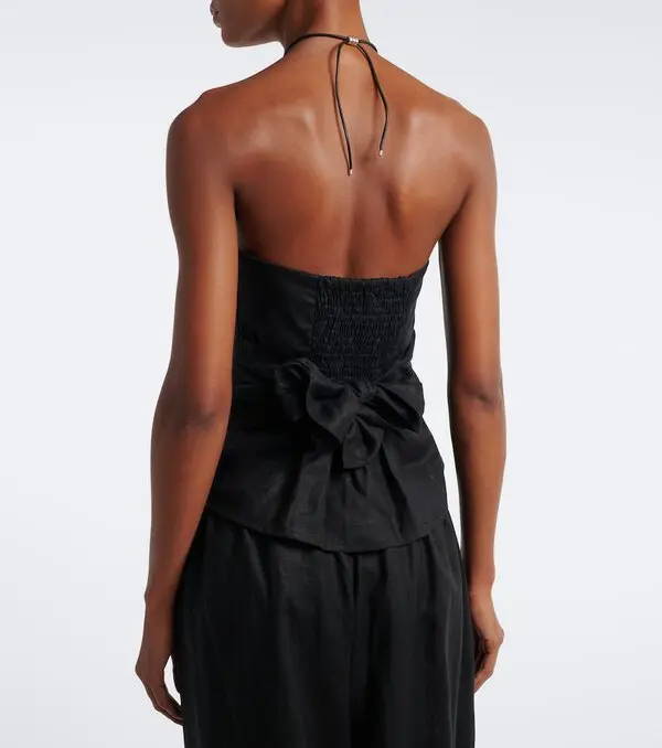 Faithfull The Brand Alzira Shirred Linen Strapless Top