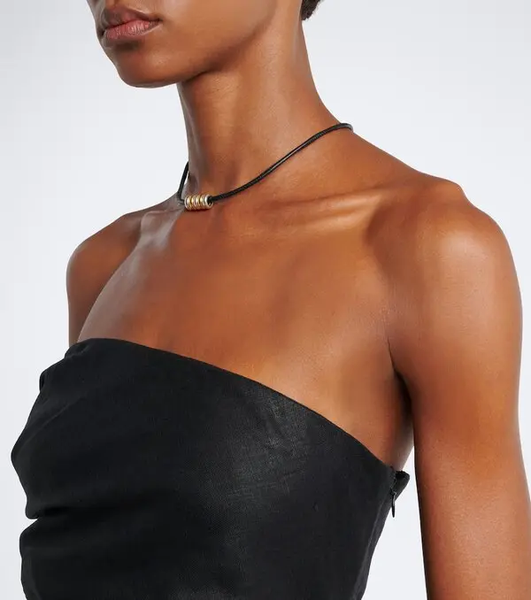 Faithfull The Brand Alzira Shirred Linen Strapless Top