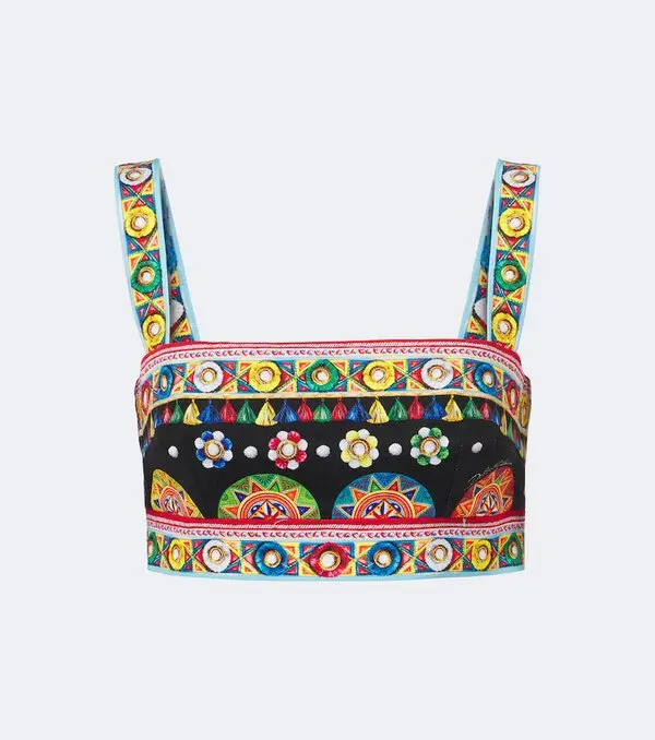 Dolce & Gabbana Carretto Cotton Crop Top - Multicoloured