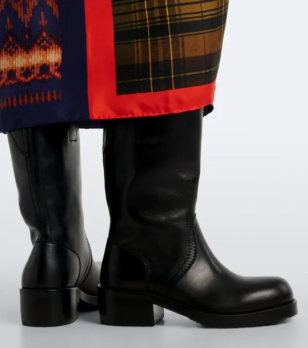 Dries Van Noten Leather Biker Boots