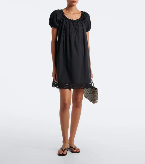 Faithfull The Brand Conca Lace-trimmed Cotton Minidress