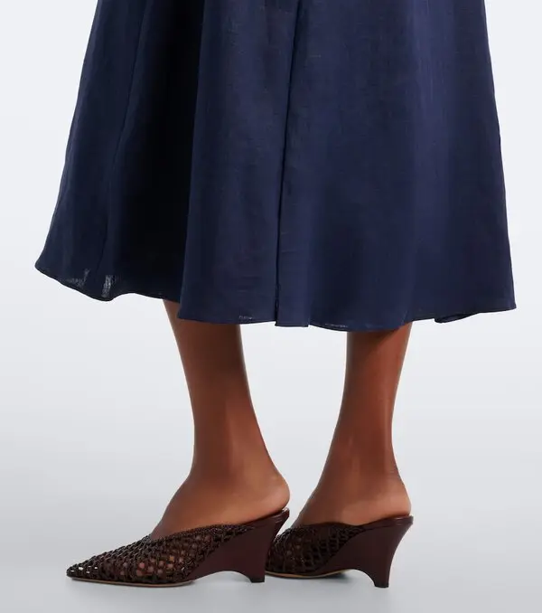 Faithfull The Brand Adalee Pleated Shirred Linen Midi Dress