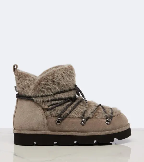 Brunello Cucinelli Shearling And Suede Snow Boots