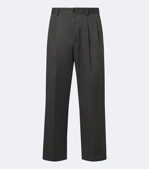 THE ROW Nesper Pleated Straight Leg Trousers In Charcoal - Grey
