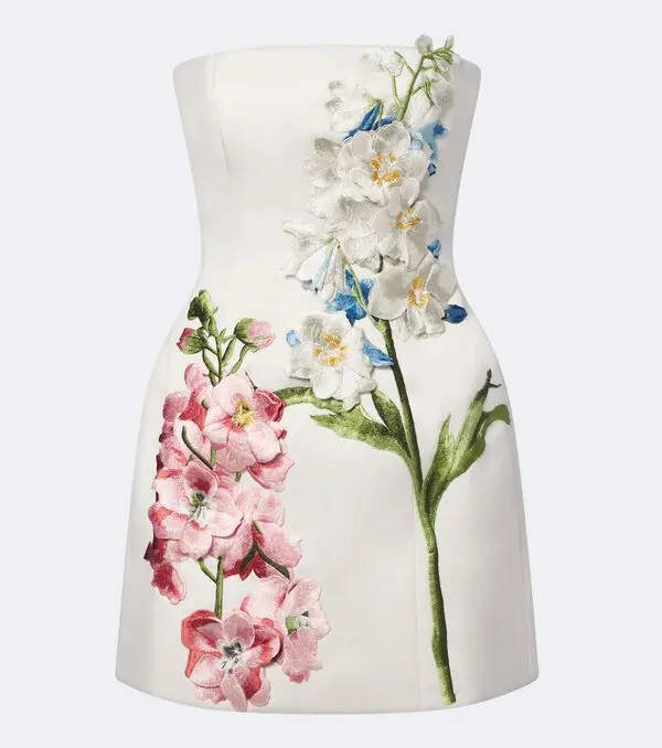 LEO LIN Roselle Floral-applique Bustier Dress - Multicoloured