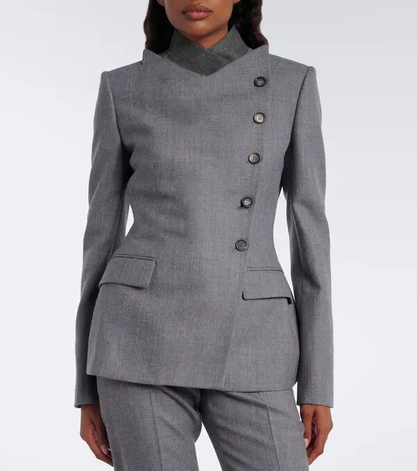 Alexander McQueen Pinstripe Peplum Wool Blazer