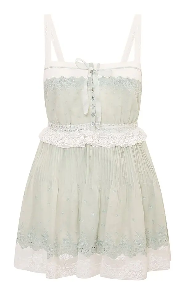 LoveShackFancy Cotton Lace Dress - Green