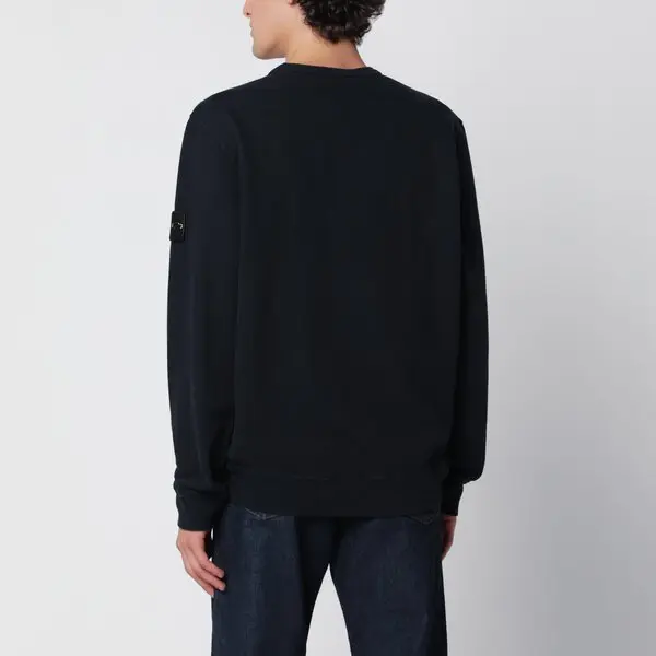 Stone Island Navy Crewneck Sweatshirt In Cotton - Blue