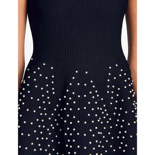 Sandro Beaded Contrast-skirt Knitted Mini Dress