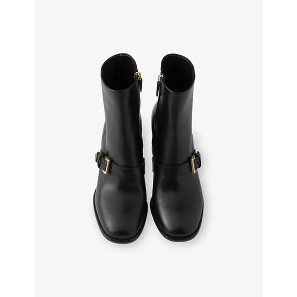 Prada Buckle Leather Ankle Boots