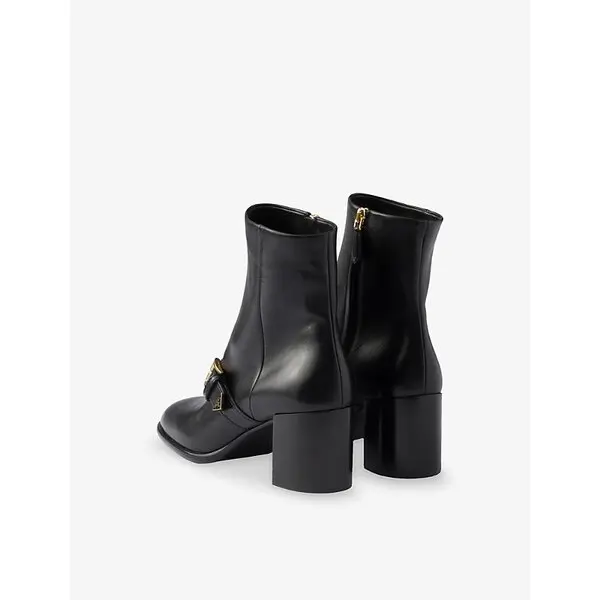 Prada Buckle Leather Ankle Boots