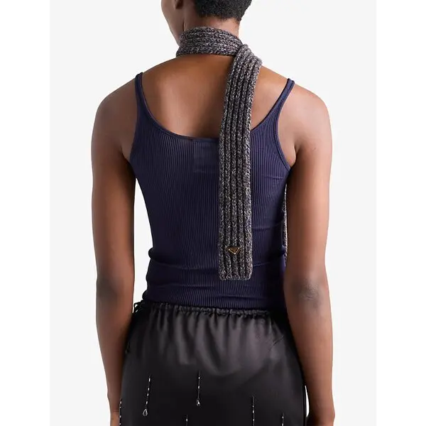 Prada Ribbed Knit Silk Tank Top