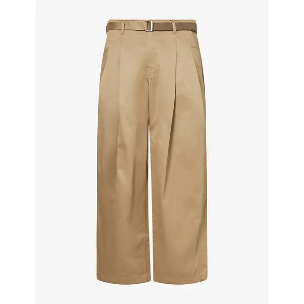 Sacai Double-pleated Wide-leg Cotton Chinos - D/beige