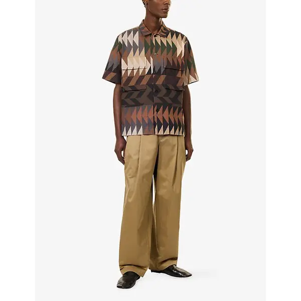 Sacai Double-pleated Wide-leg Cotton Chinos