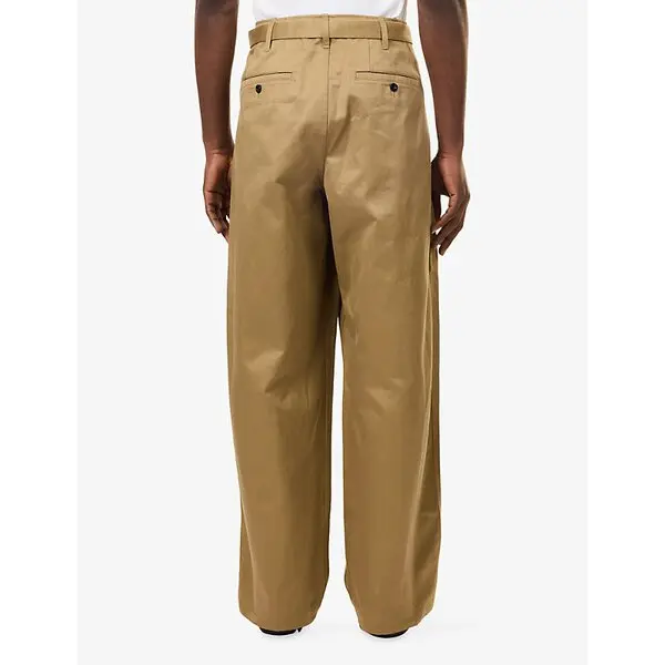 Sacai Double-pleated Wide-leg Cotton Chinos
