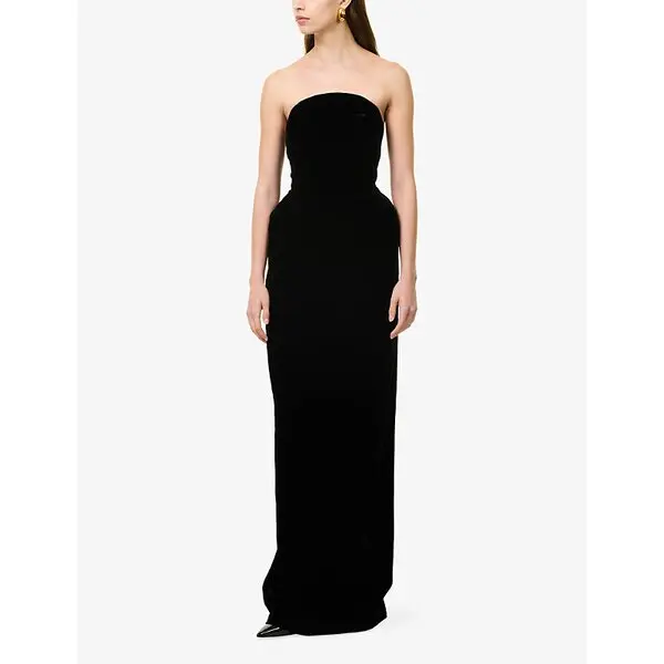 MUGLER Strapless Padded Velvet Gown