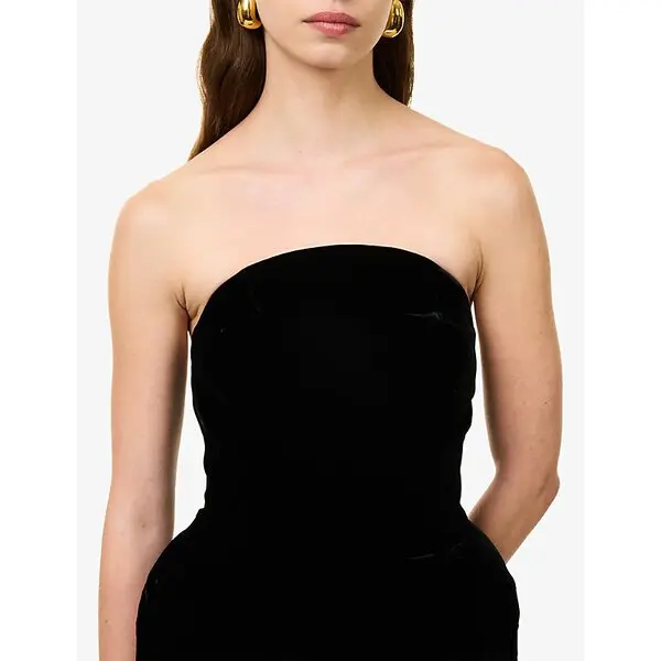 MUGLER Strapless Padded Velvet Gown