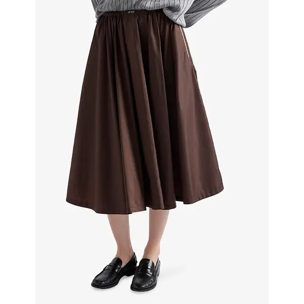Prada Gathered Re-nylon Midi Skirt