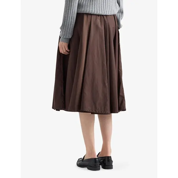 Prada Gathered Re-nylon Midi Skirt