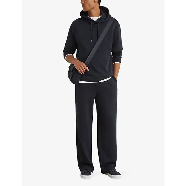 REISS Dane Relaxed-fit Jersey Hoodie - Navy