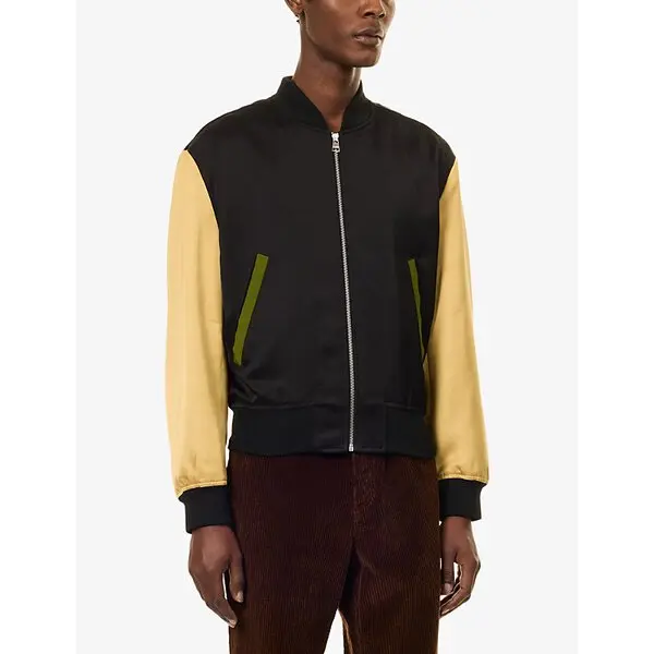 JW Anderson Contrast Colour-block Silk And Satin Bomber Jacket