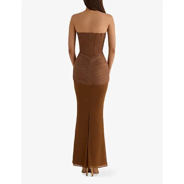 House Of Cb Charlotte Strapless Mesh Corset Maxi Dress