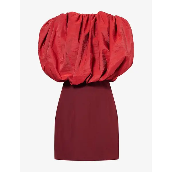Magda Butrym Puffed-bodice Fitted Silk-blend Mini Dress