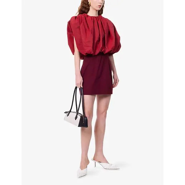 Magda Butrym Puffed-bodice Fitted Silk-blend Mini Dress